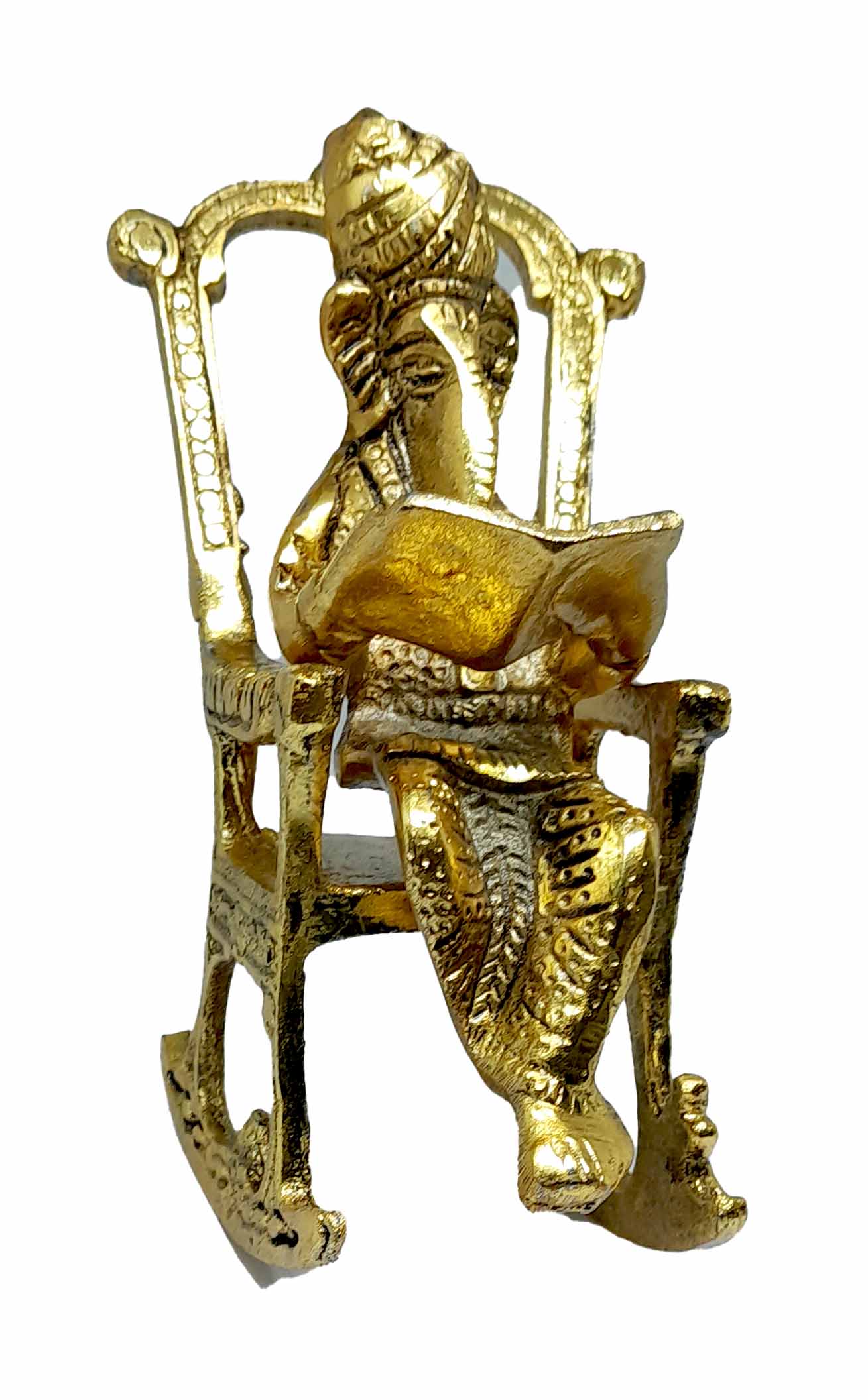 Aluminium Lord Ganesh Statue Sitting on Chair – 15 cm