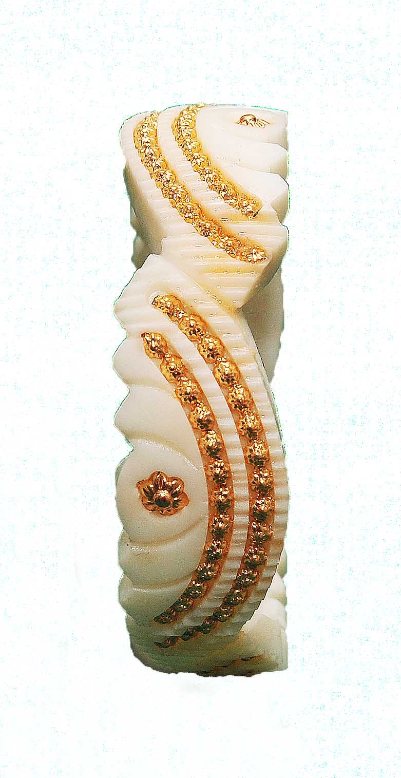 Gold Plated Acrylic Shakha Pola Bangle Ivory Set of 2 - Bovzen®