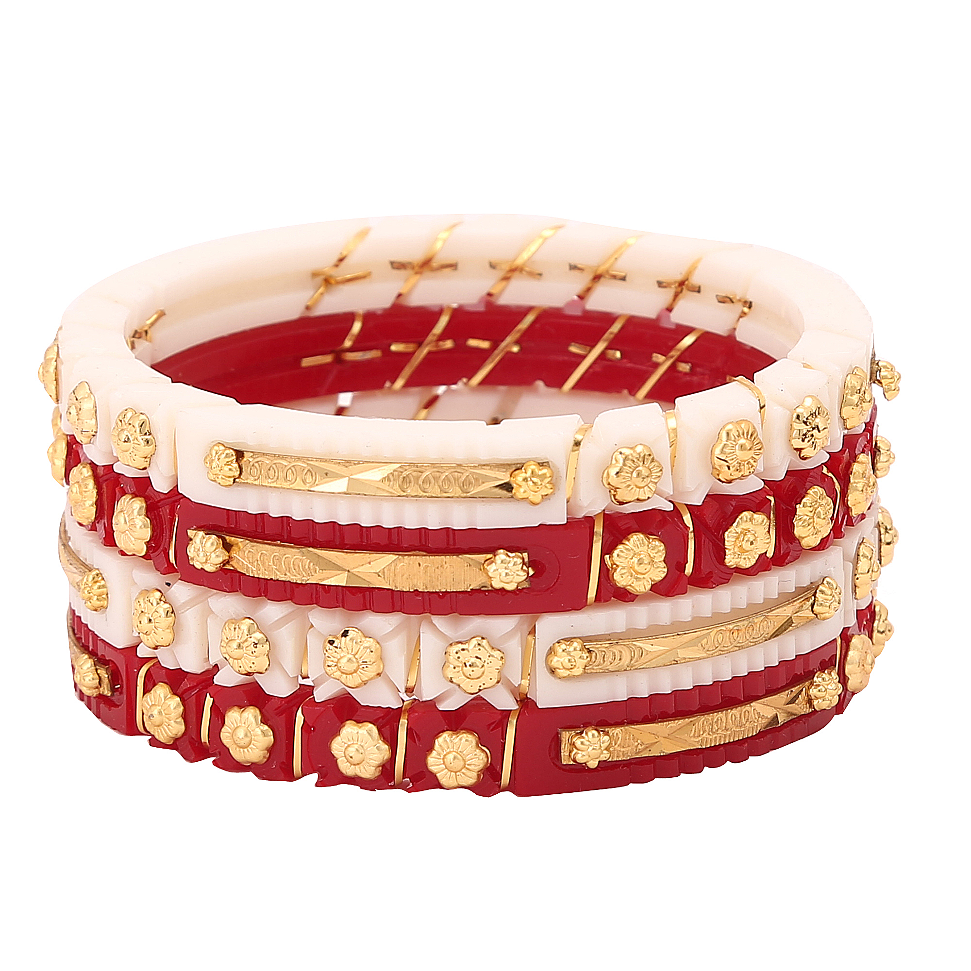 Gold Plated Shakha Pola Bangle Set - Bovzen®