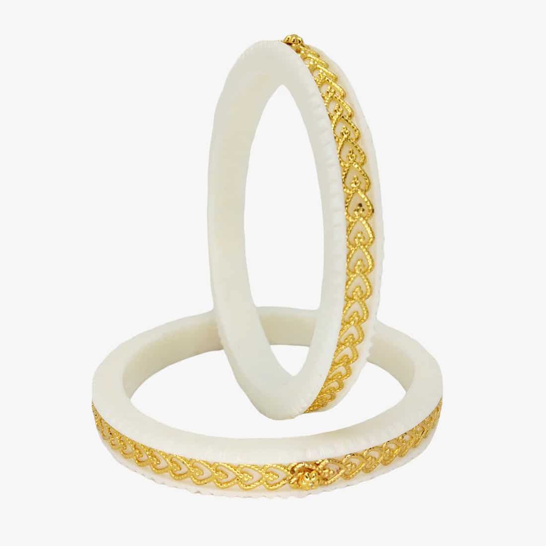 Plastic & Non-precious Metal Gold Plated and Shakha Pola Bangle Set for ...