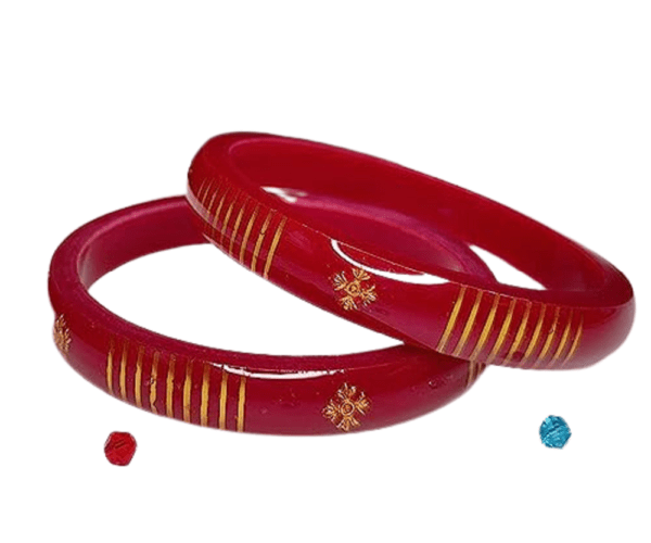 Gold Plated Bengali Bangle Red Pola For Women Pack of 2 - Bovzen®
